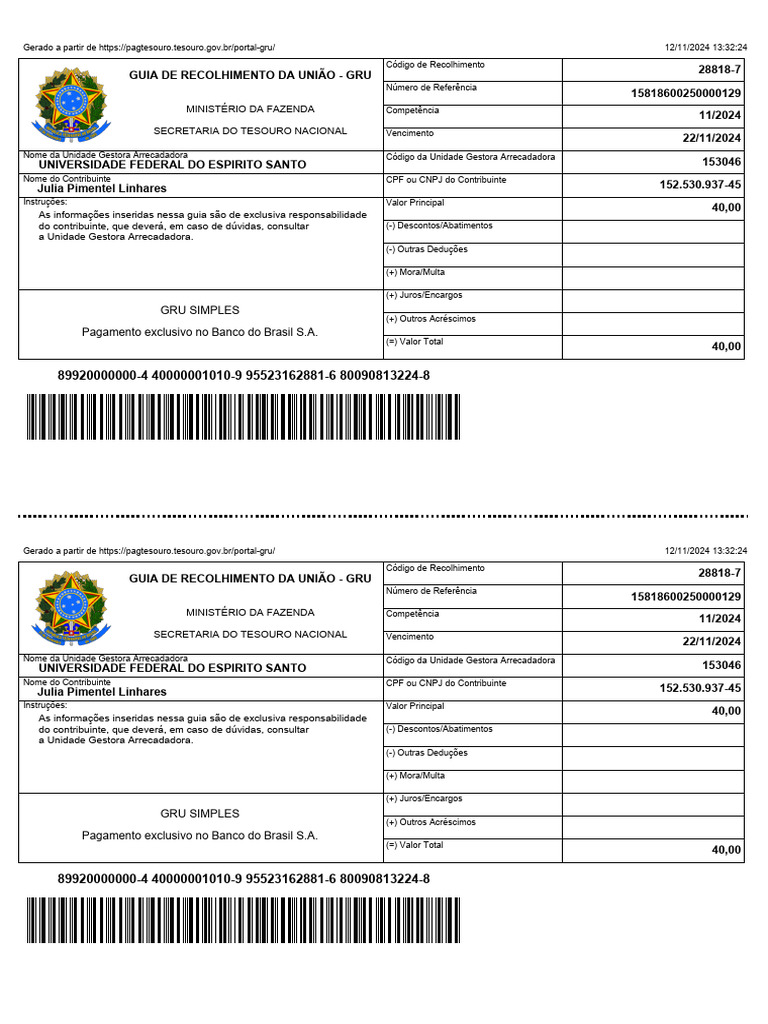 GRU Julia Pimentel Linhares 12112024 | PDF | Brasil