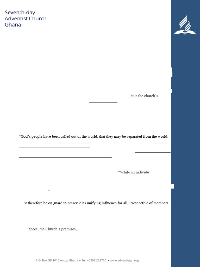 Guidelines To Clergy and Churches | PDF | Seventh Day Adventist Church ...