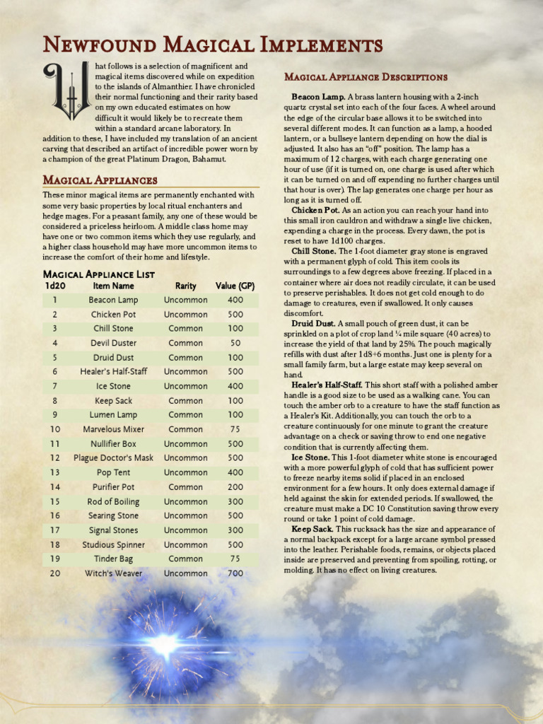 Magical Items from Almanthier Islands | PDF | Yarn | Weaving