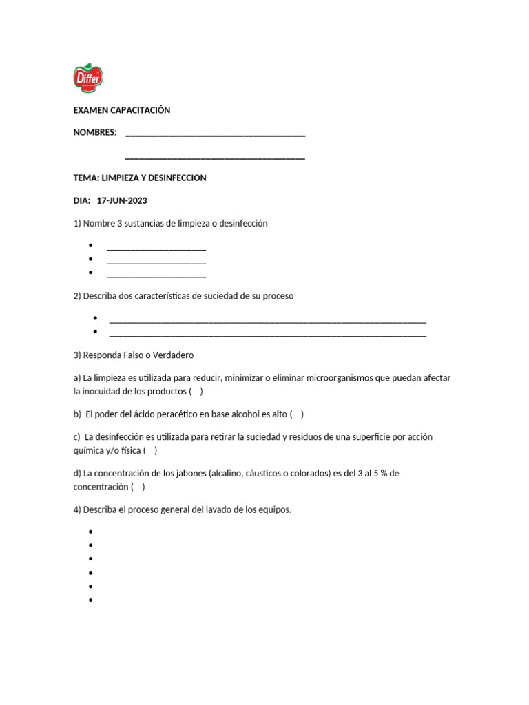 Examen Capacitación | PDF