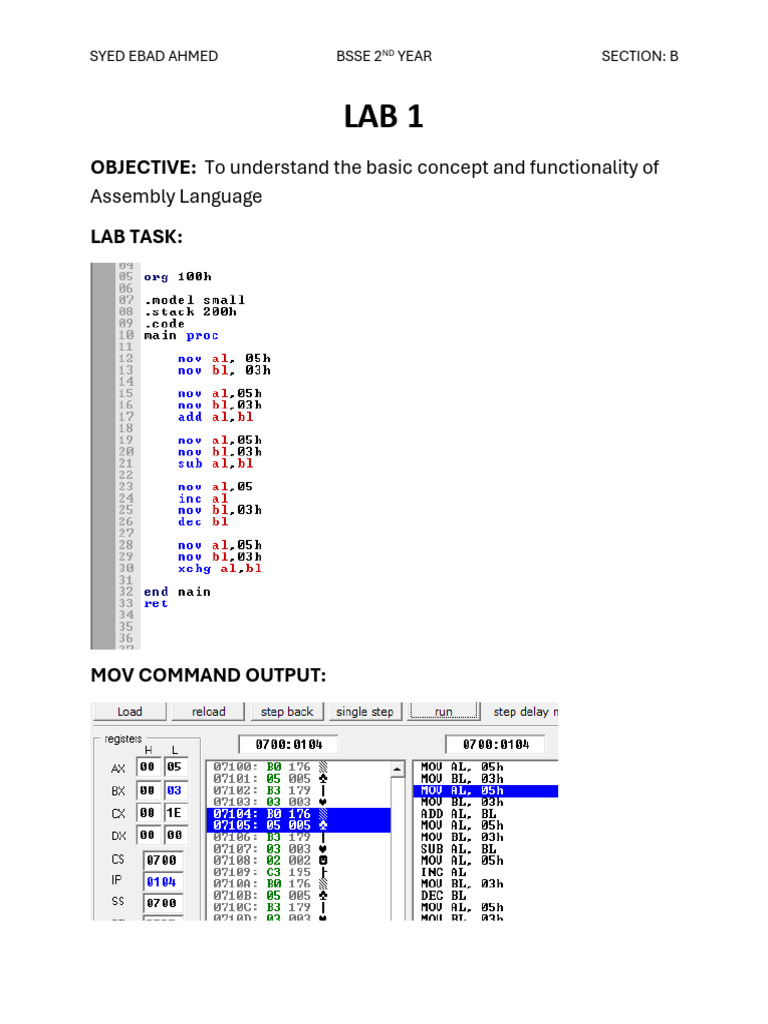 Syed Ebad Ahmed Lab 1 Al | PDF