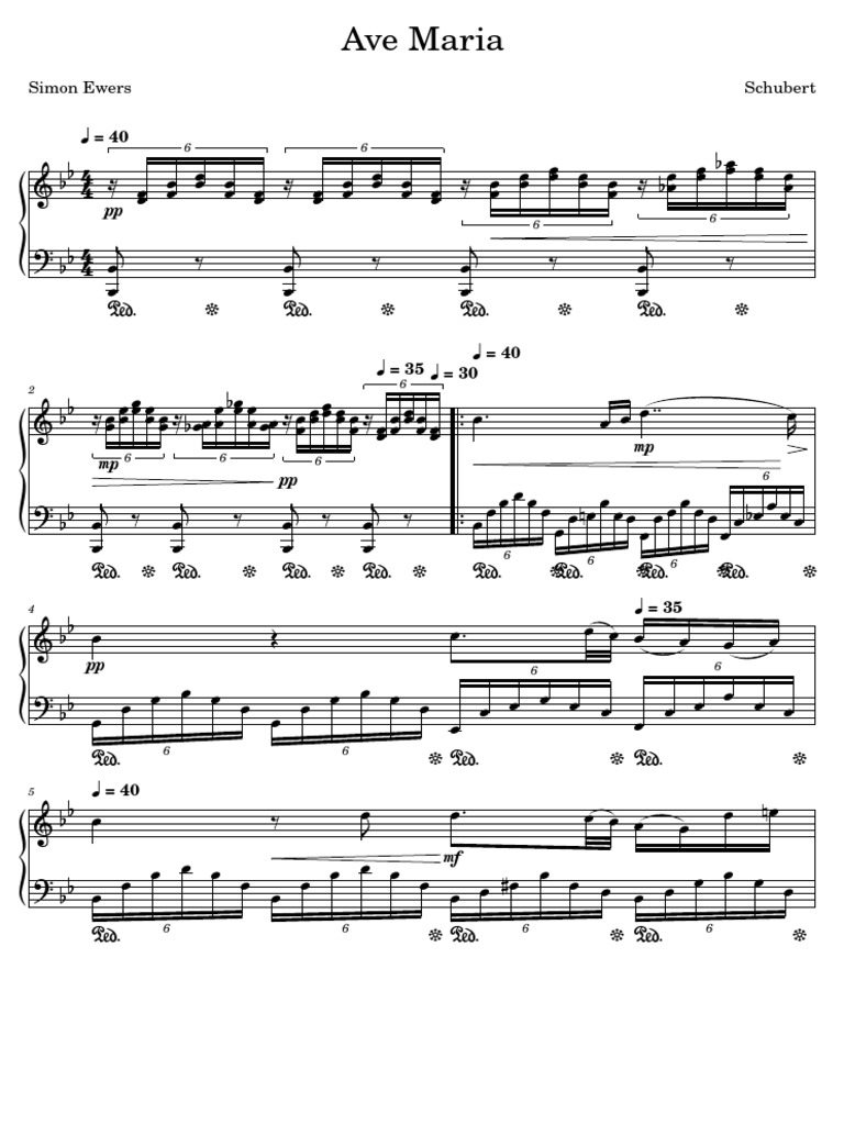 Schubert's Ave Maria Piano Sheet | PDF | Ave Maria (Schubert) | Songs