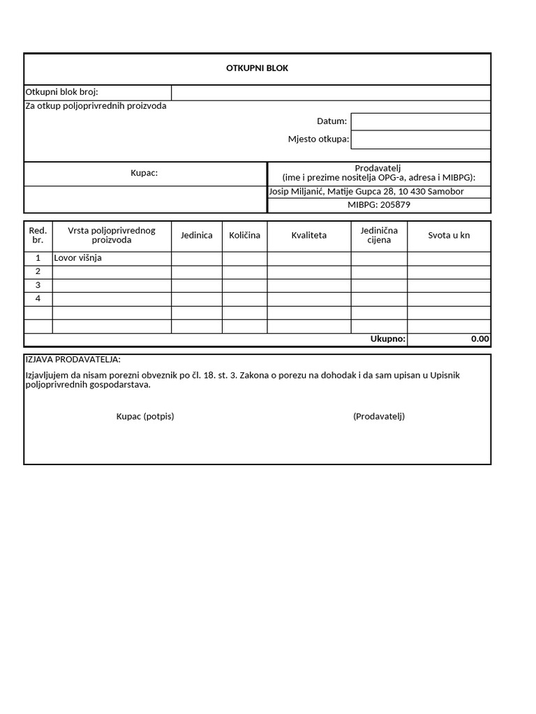 Otkupni Blok RC | PDF