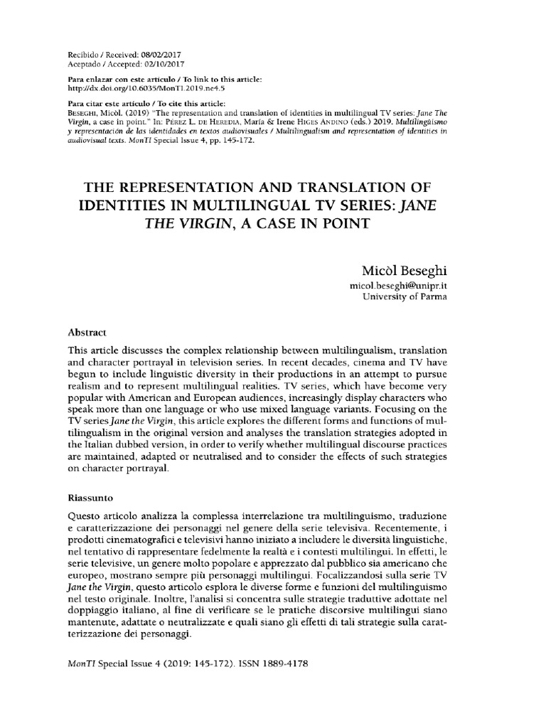 View of The Representation and Translation of Identities in Multilingual TV Series - Jane The ...
