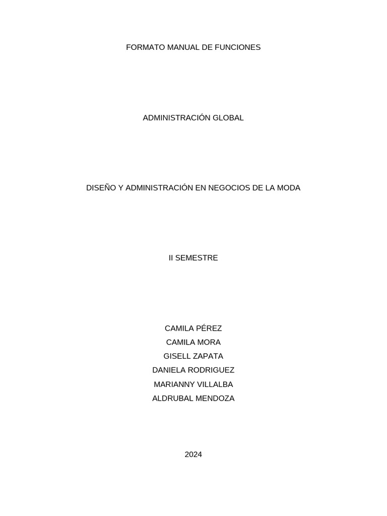 Formato Manual de Funciones Final. | PDF | Marketing | Calidad (comercial)