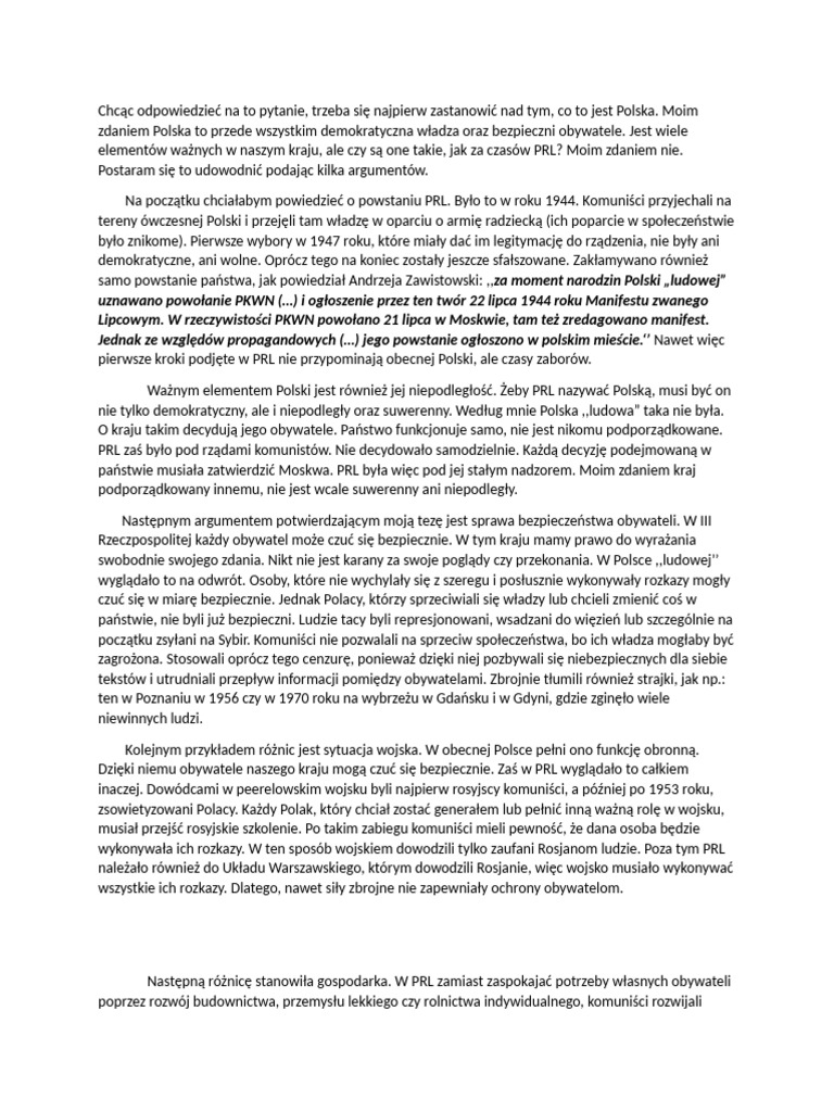 Rozprawka - Historia1 | PDF