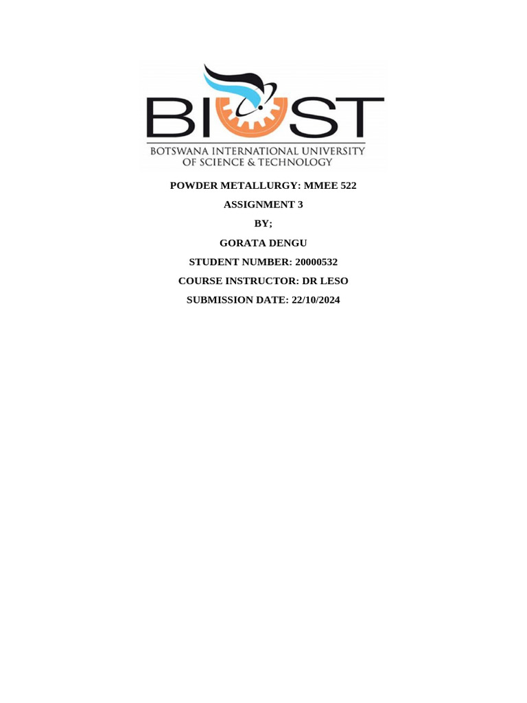 Mmee 522 Assignment 3 | PDF | Sintering | Business Process