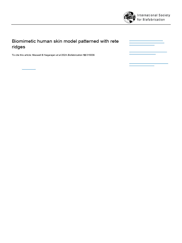 Biomimetic Human Skin Model Patterned With Rete Ridges | PDF ...