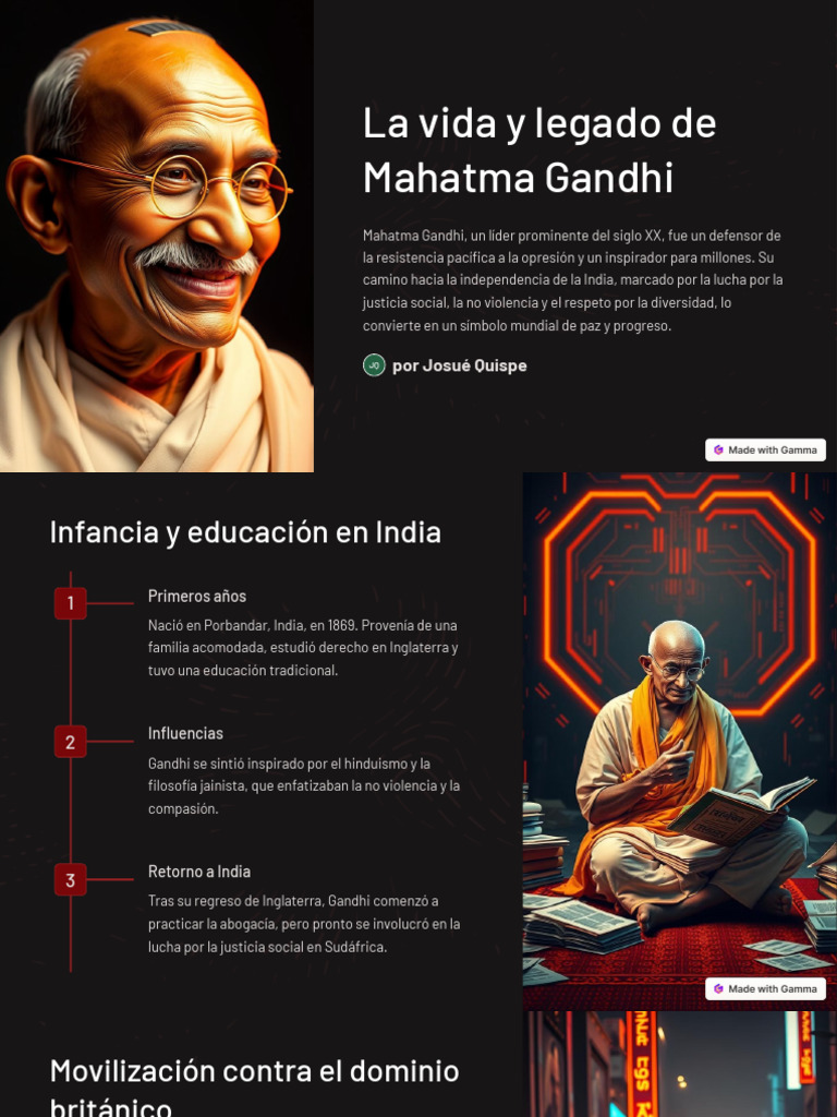 La-vida-y-legado-de-Mahatma-Gandhi | PDF | Mahatma Gandhi | Movimiento ...