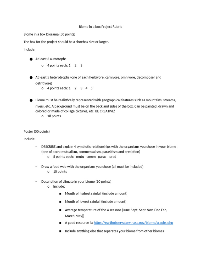 Biome in A Box Project 1 | PDF | Language Arts & Discipline