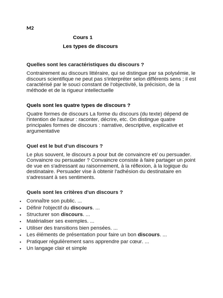 Les 4 types de discours expliqués | PDF | Discours (linguistique)