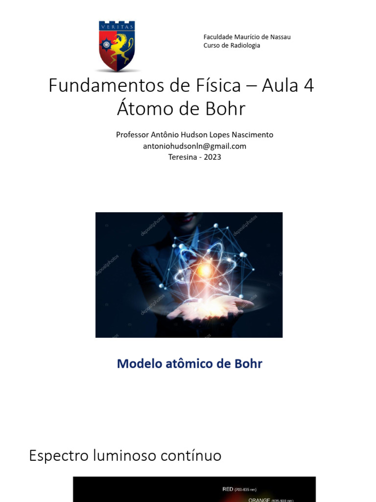 Aula 4 - Átomo de Bohr | PDF | Elétron | Fóton