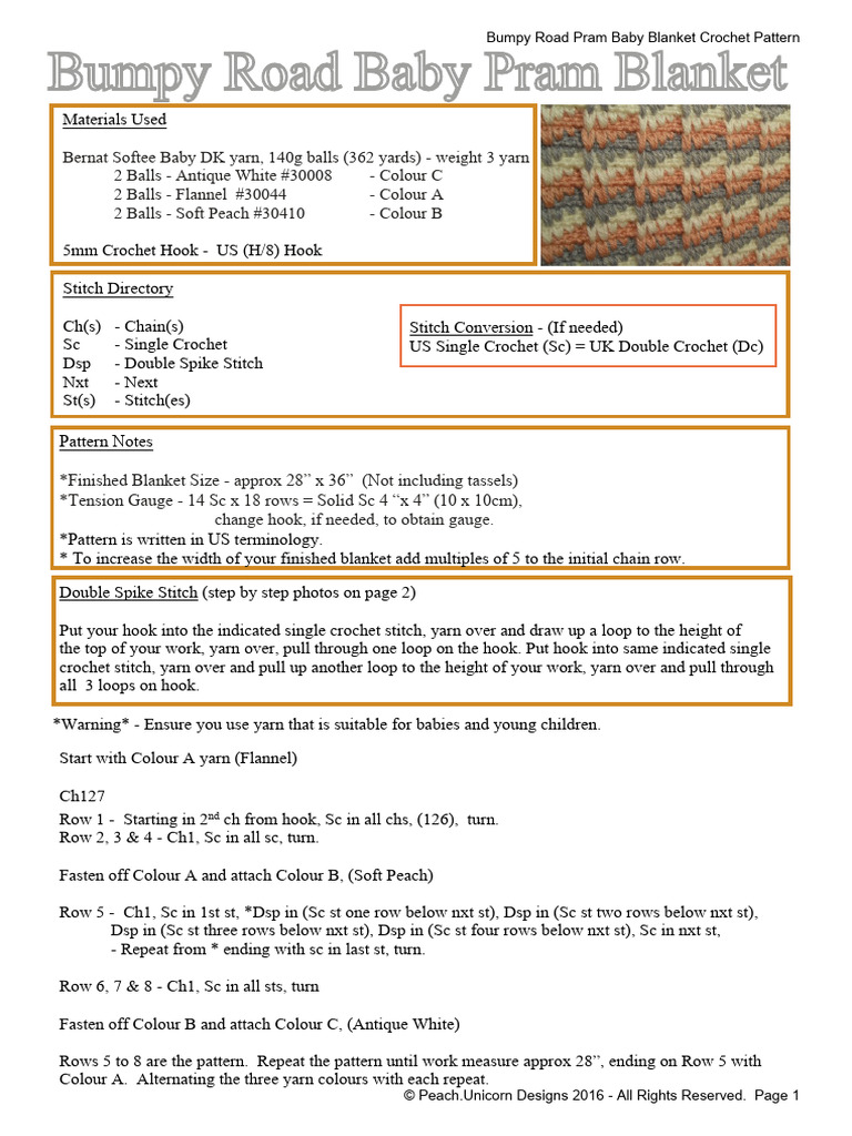 Bumpy Road Pram Baby Blanket | PDF | Crochet | Yarn