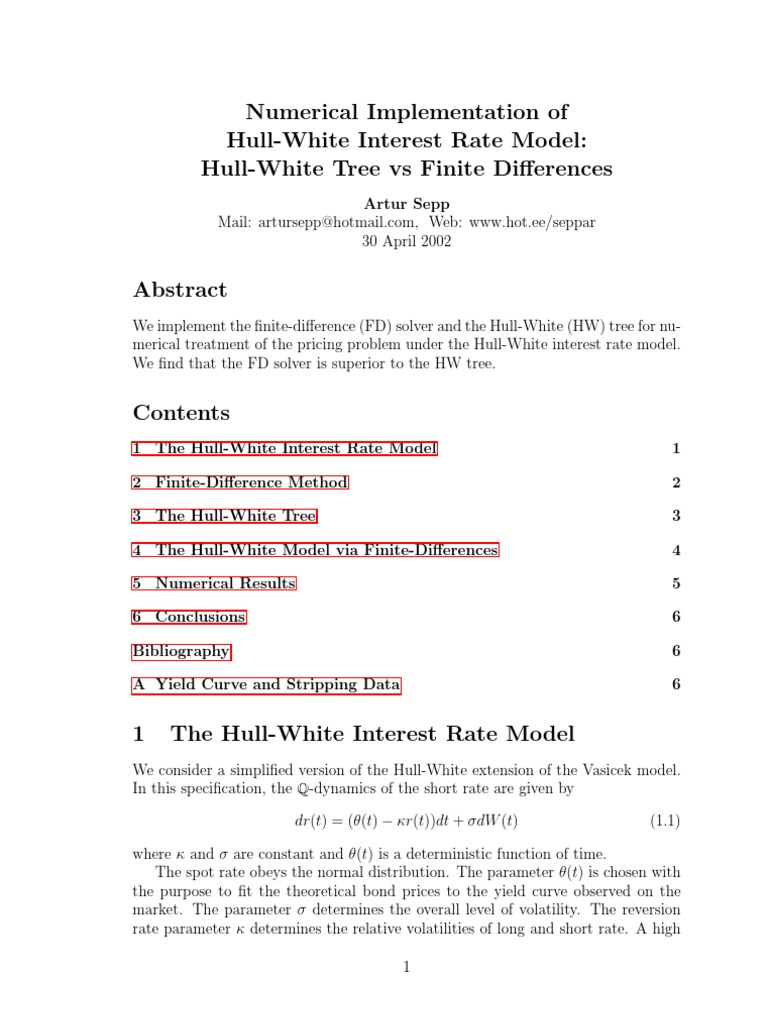 Hull-White Model: FD vs Tree Methods | PDF | Greeks (Finance ...