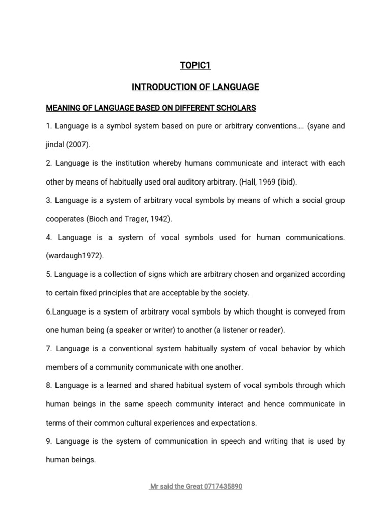 1.0 Introduction To Language | PDF | Second Language Acquisition ...