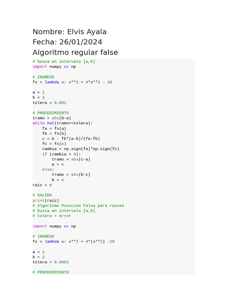 Metodo de Regula Falsi | PDF