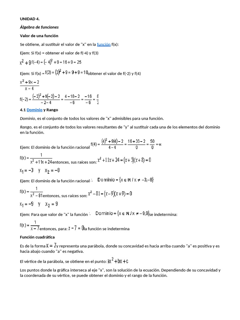 Álgebra de Funciones: Guía Básica | PDF | Funcion exponencial | Función ...