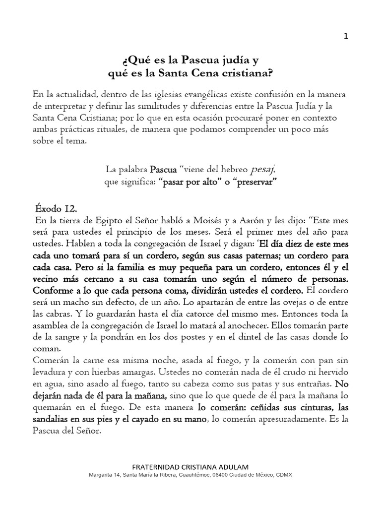 Pascua Judía y Santa Cena Cristiana | PDF | eucaristía | Pascua de ...