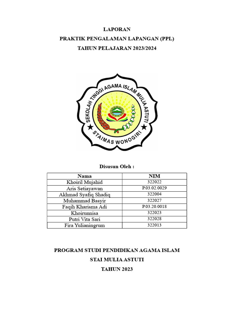 Laporan PPL Pendidikan Agama Islam | PDF | Karier & Perkembangan | Bisnis