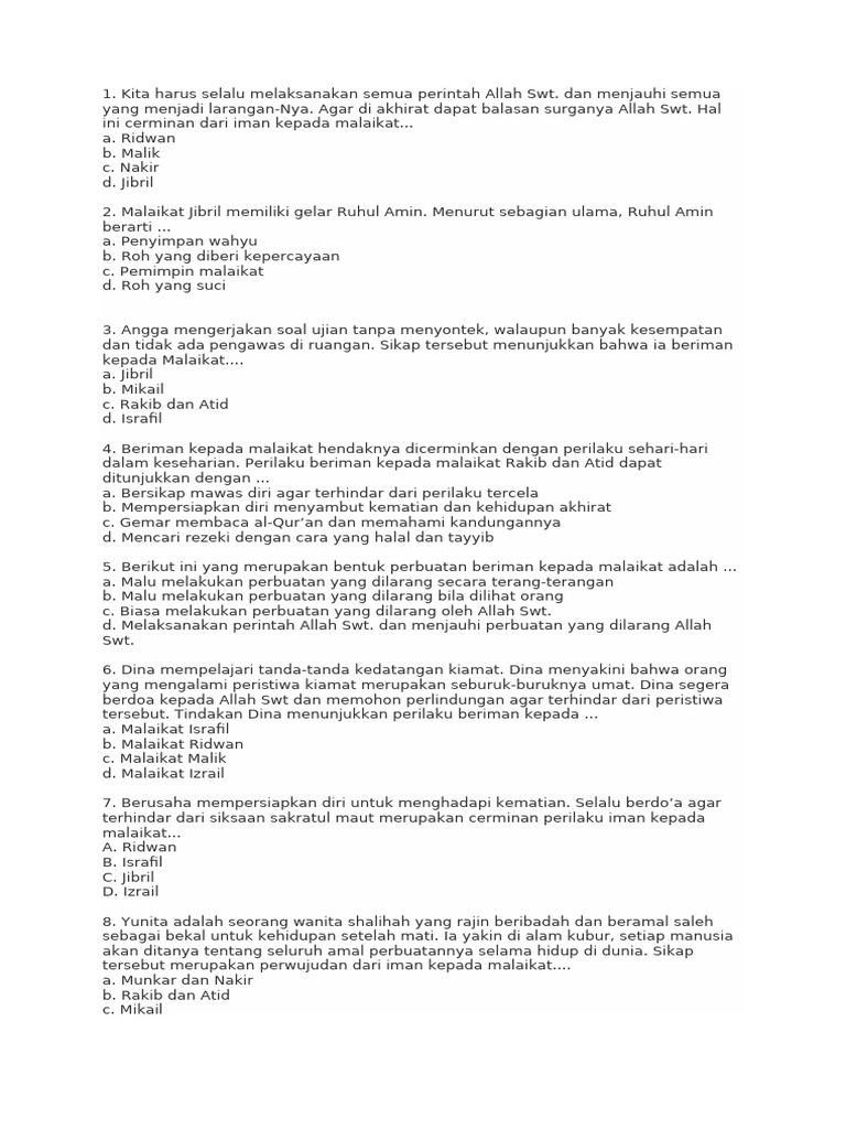 Soal Asts Pai Kelas 7 | PDF