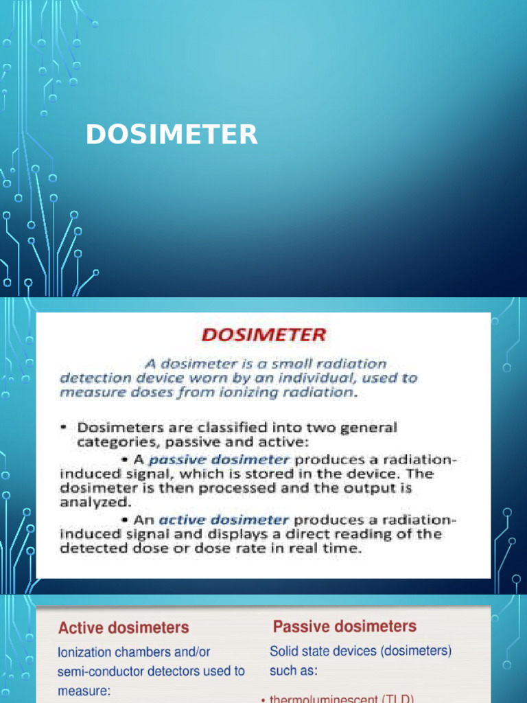 Types and Functions of Dosimeters | PDF