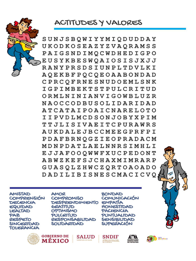 Sopa de Letras Actitudes y Valores 02 | PDF