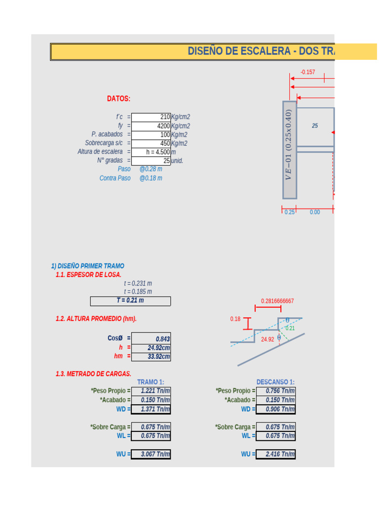 ©DISEÑO-DE-ESCALERA-DOS-TRAMOS Coipasa | PDF