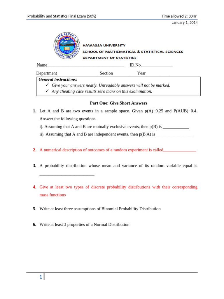 PROB&STAT-F | PDF | Probability Distribution | Variance