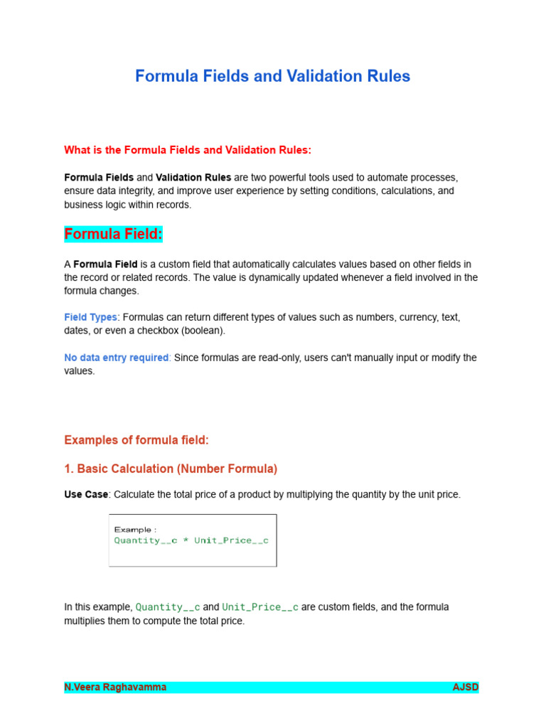 Formula Field and Validation Rules in Salesforce | PDF | Hyperlink | Logic