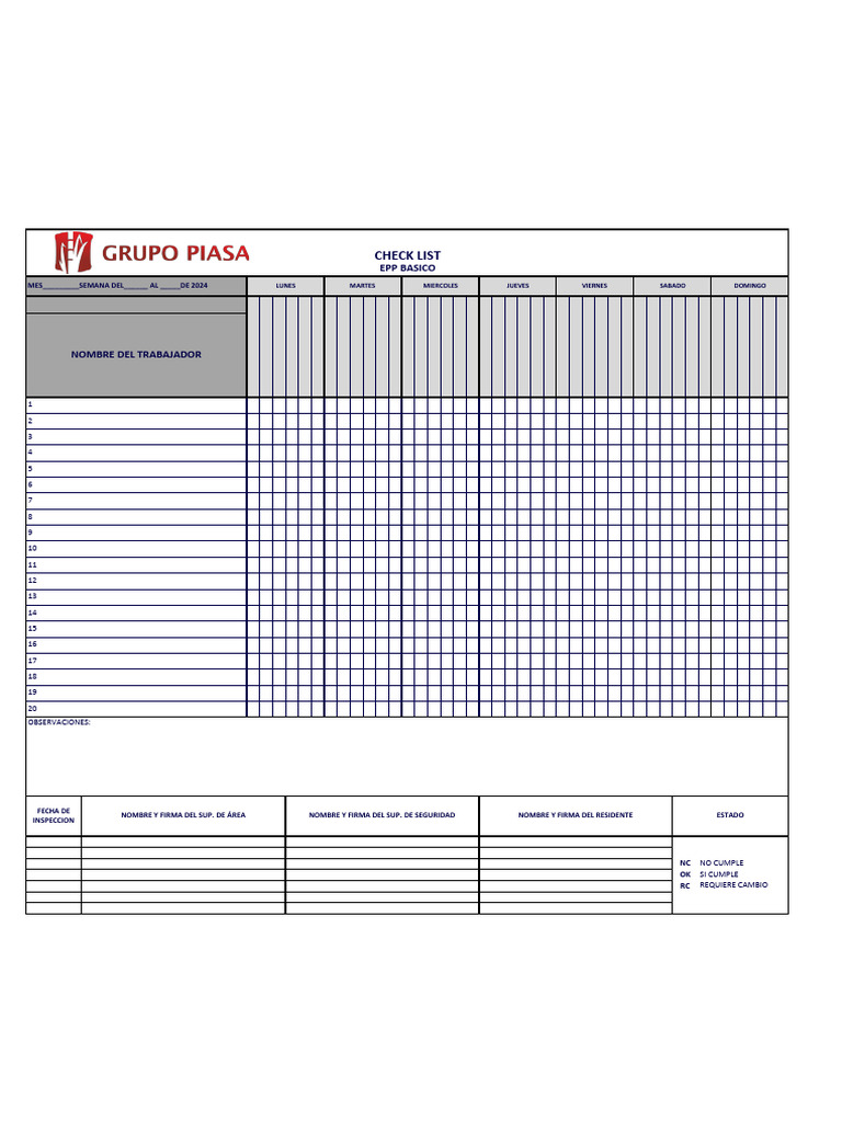 Lista de Verificación EPP 2024 | PDF