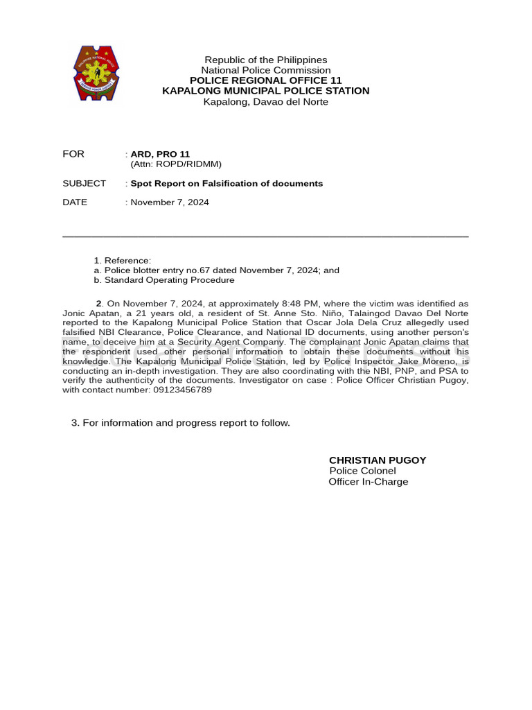 Spot Report Format 3 | PDF