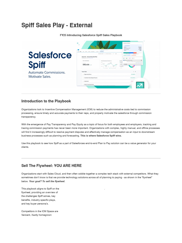 Final - Spiff Sales Play - External | PDF | Incentive | Sales