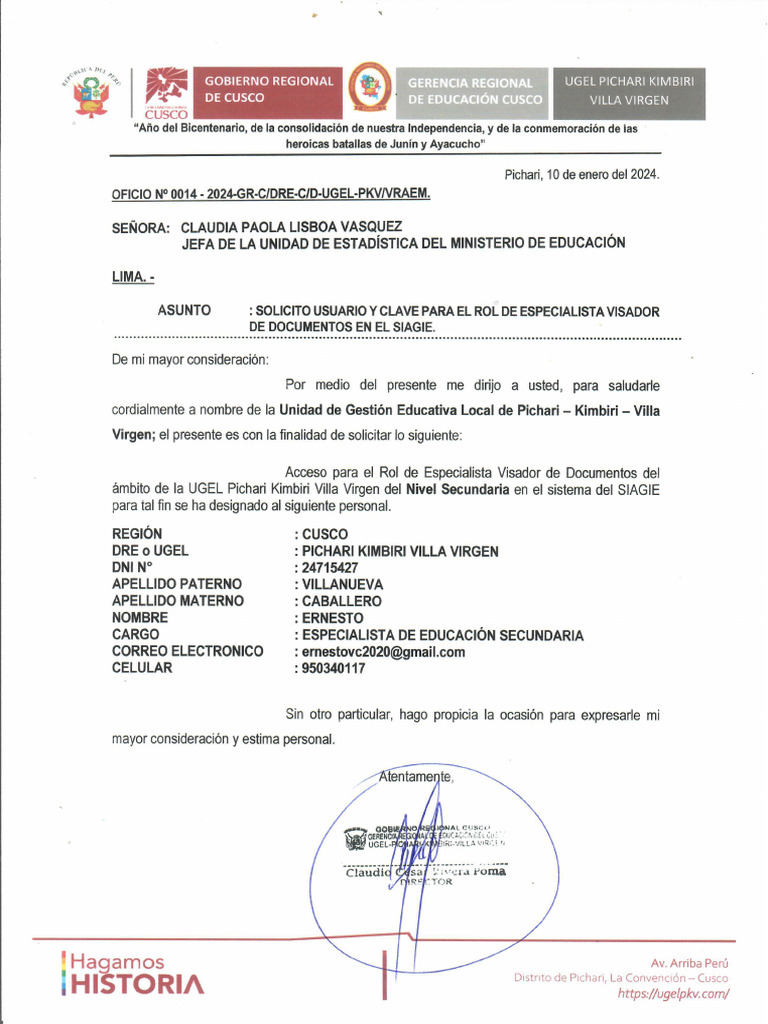 Oficio #014-2024 Minedu-Ue | PDF