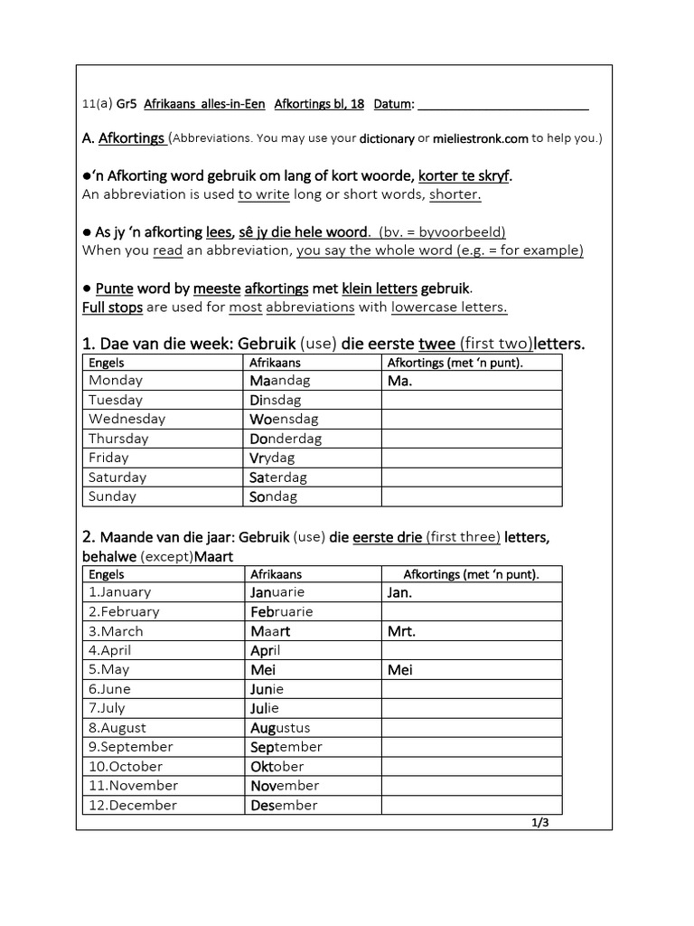 11 (A) Gr5 Afr Afkortings (Abbreviations) | PDF