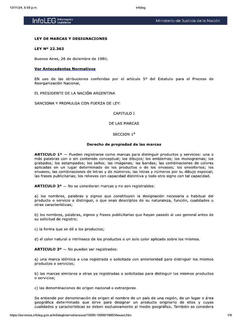 Ley de Marcas y Designaciones | PDF