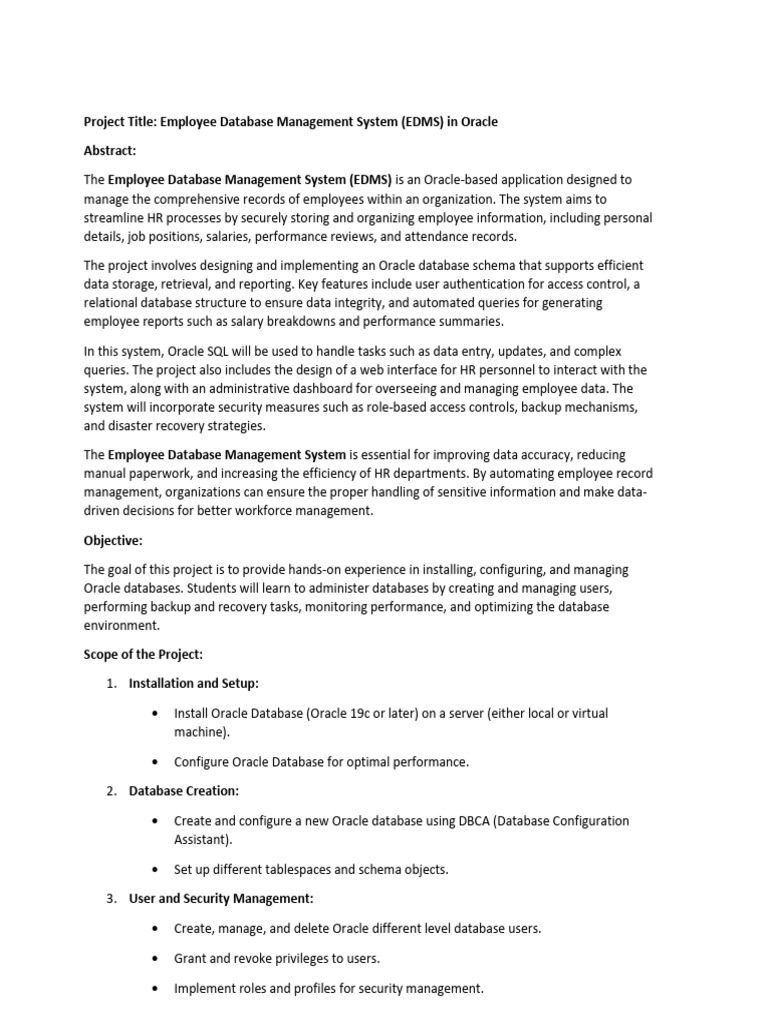 Oracle Employee Database System | PDF | Databases | Backup