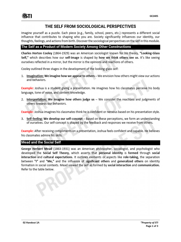 Handouts Aa | PDF | Self Concept | Behavioural Sciences