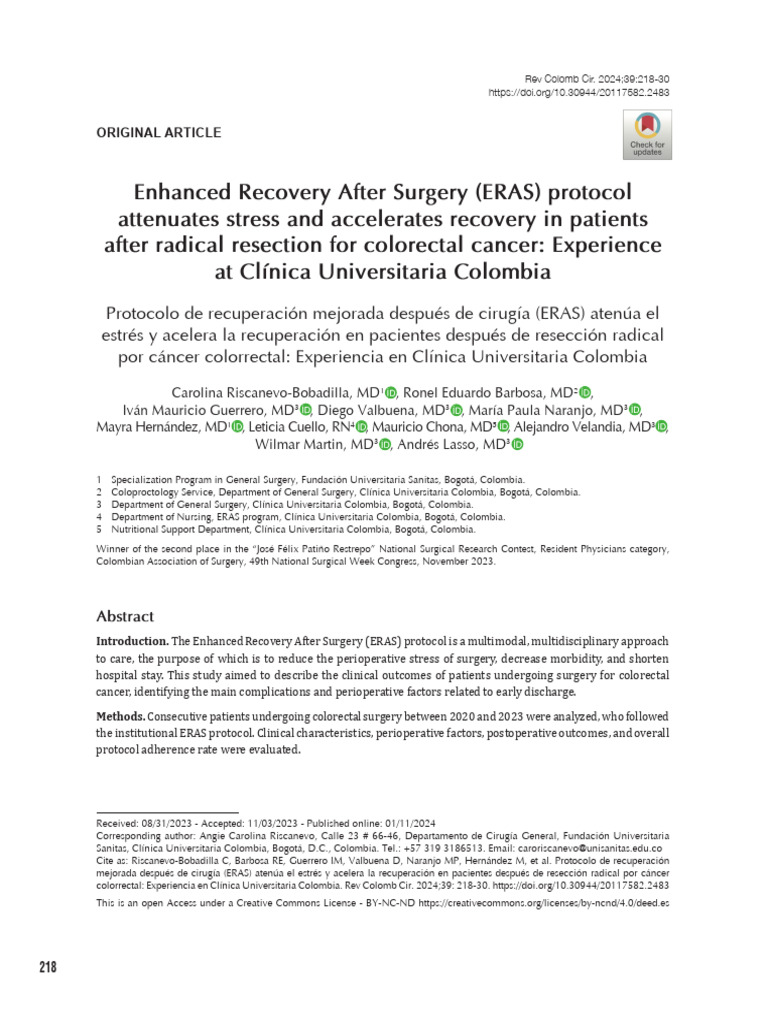 ERAS Protocol 2483 V3 | PDF | Surgery | Colorectal Cancer