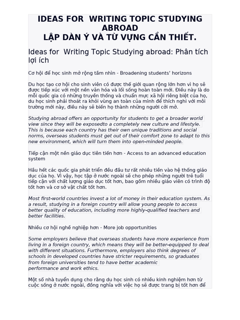 Topic Studying Abroad | PDF