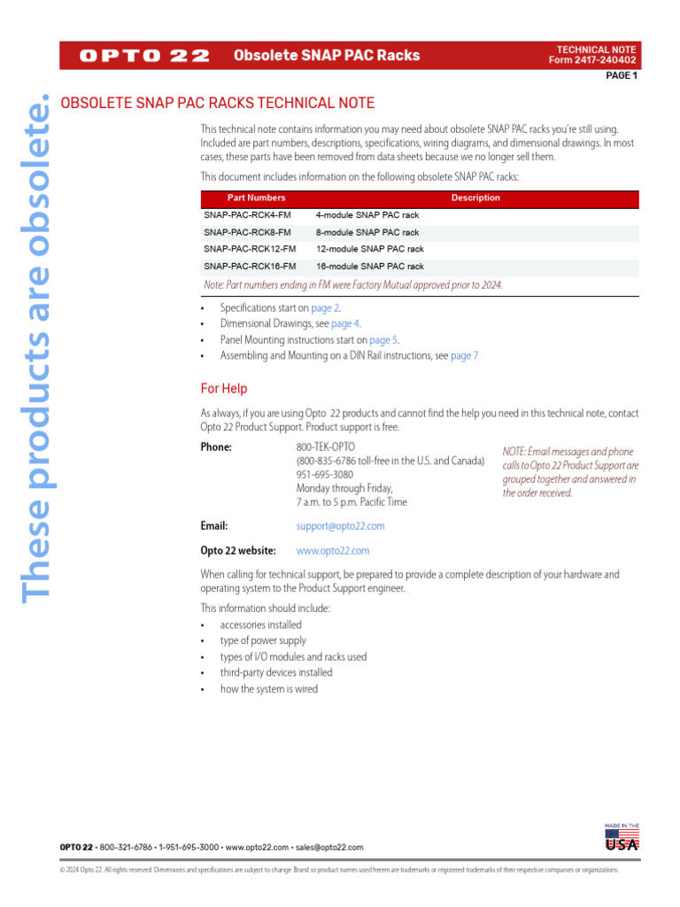 Obsolete SNAP PAC Racks Guide | PDF | Electrical Connector ...