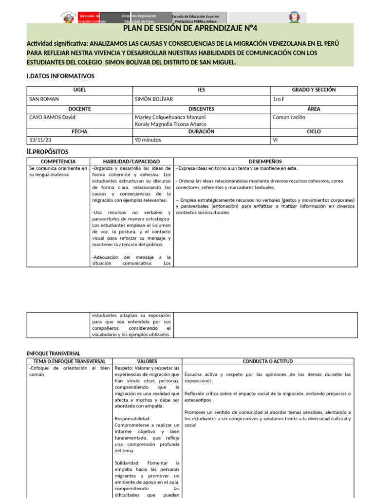 Plan de Sesion 4 SIMON BOLIVAR | PDF | Aprendizaje | Evaluación