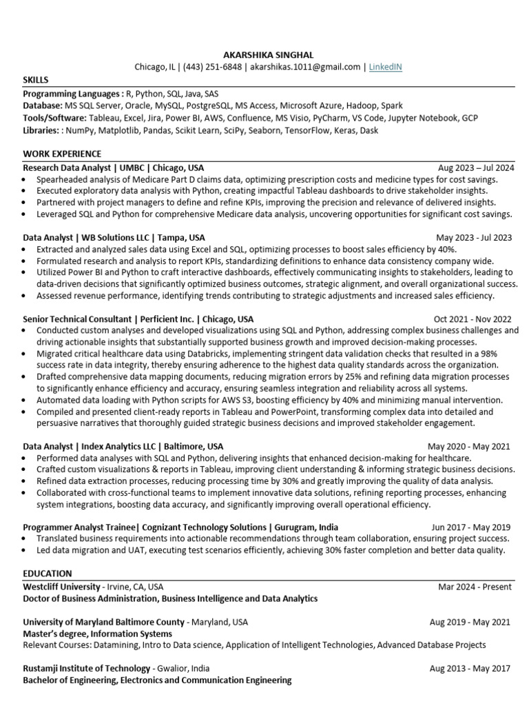 Akarshika Resume | PDF | Data Analysis | Data