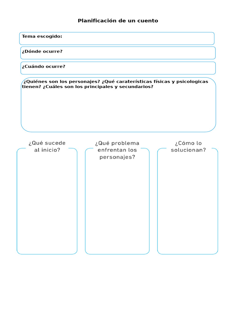 Planificación de Un Cuento | PDF | Relaciones personales, crianza y ...