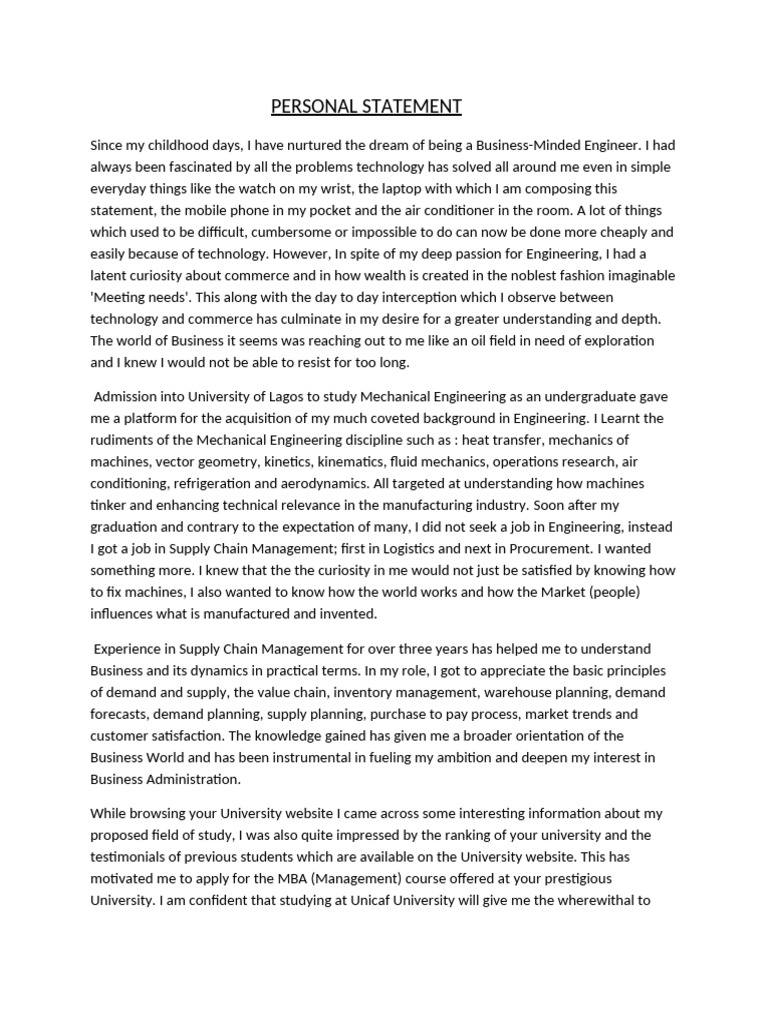 Personal Statement | PDF | Engineering