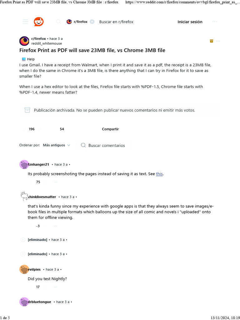 Firefox vs Chrome PDF File Size Comparison | PDF | Application Software | Computing