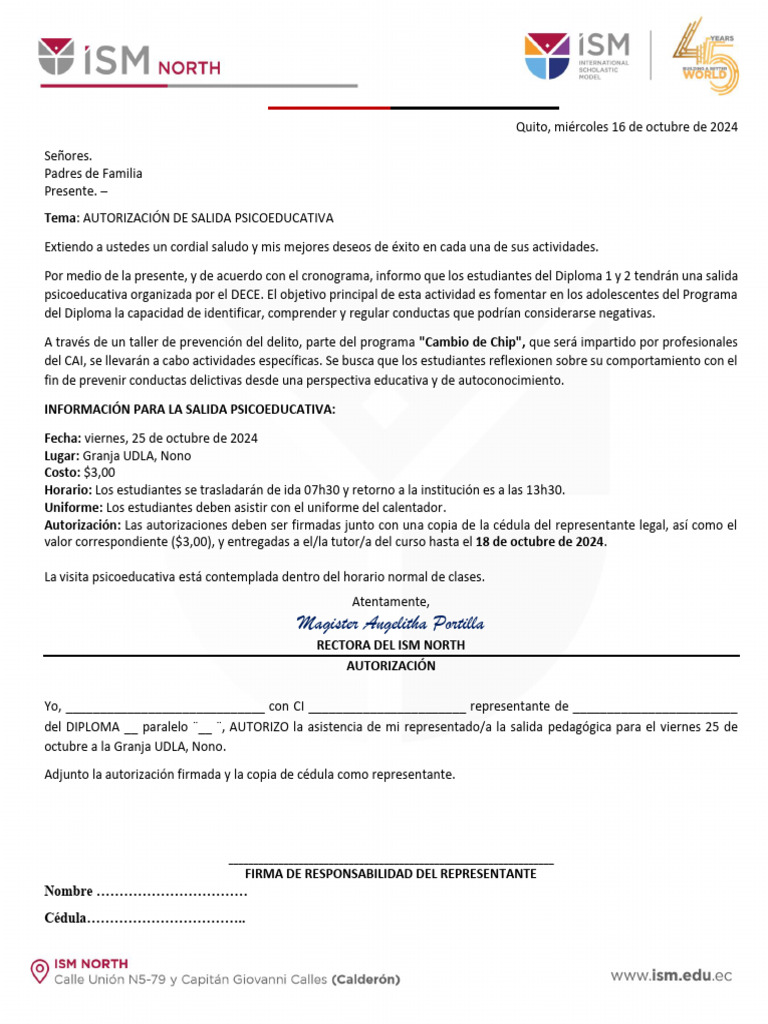 Salida Psicoeducativa Diploma 1 y 2 | PDF