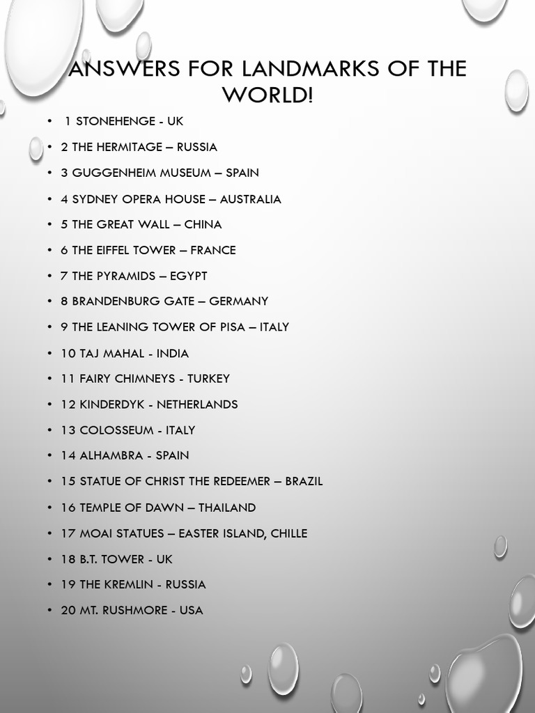 World Landmarks Overview | PDF