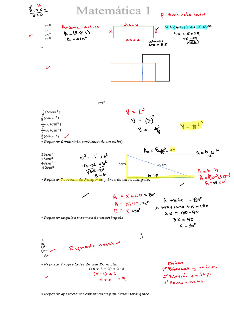 Clase de Matemática 1. Intensivo 2023 | PDF | Rectángulo | Geometría euclidiana