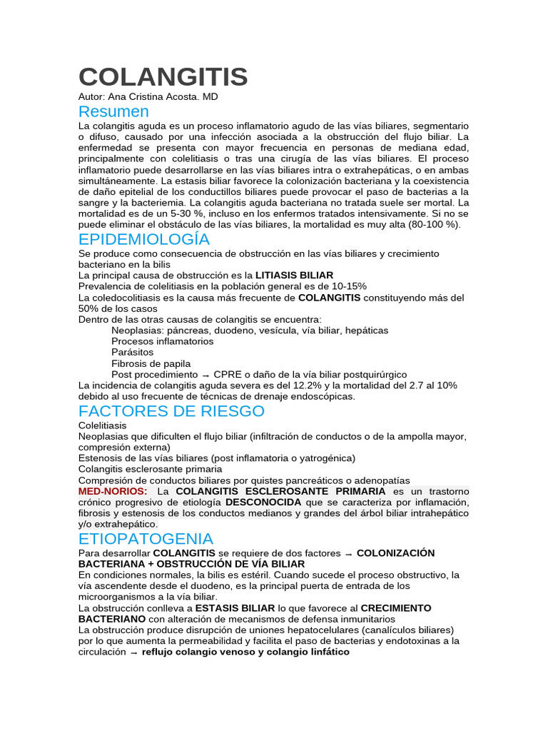 Colangitis Aguda: Causas y Tratamiento | PDF | Especialidades Medicas ...