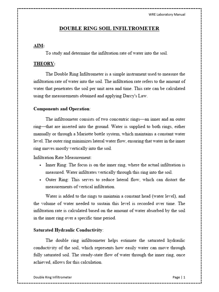 Double Ring Infiltrometer Guide | PDF | Applied And Interdisciplinary ...